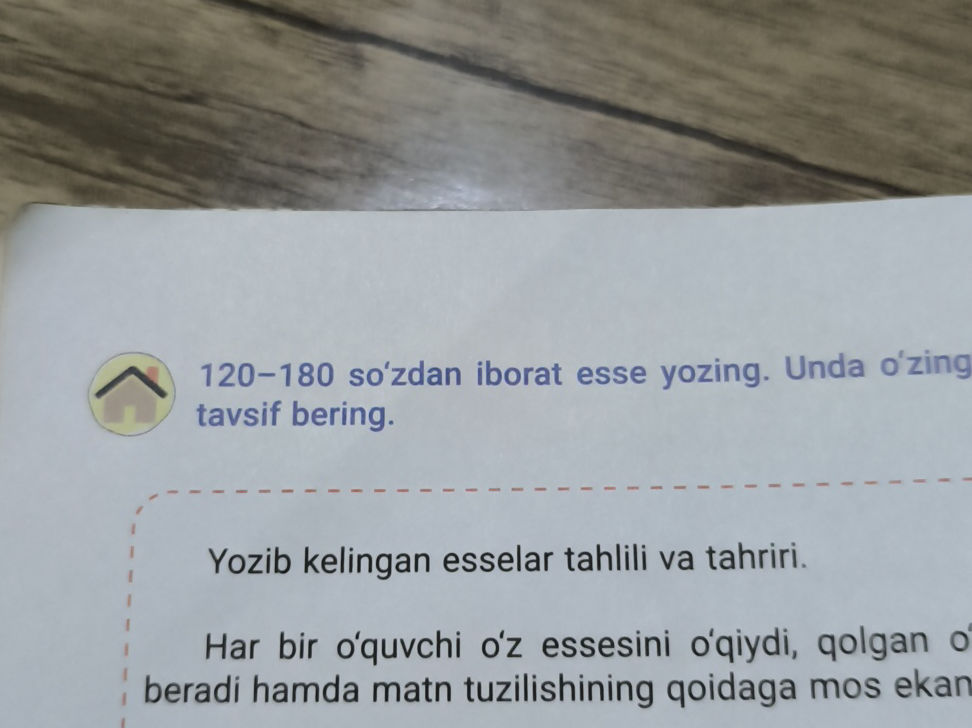 120-180 so'zdan iborat esse yozing. Unda
