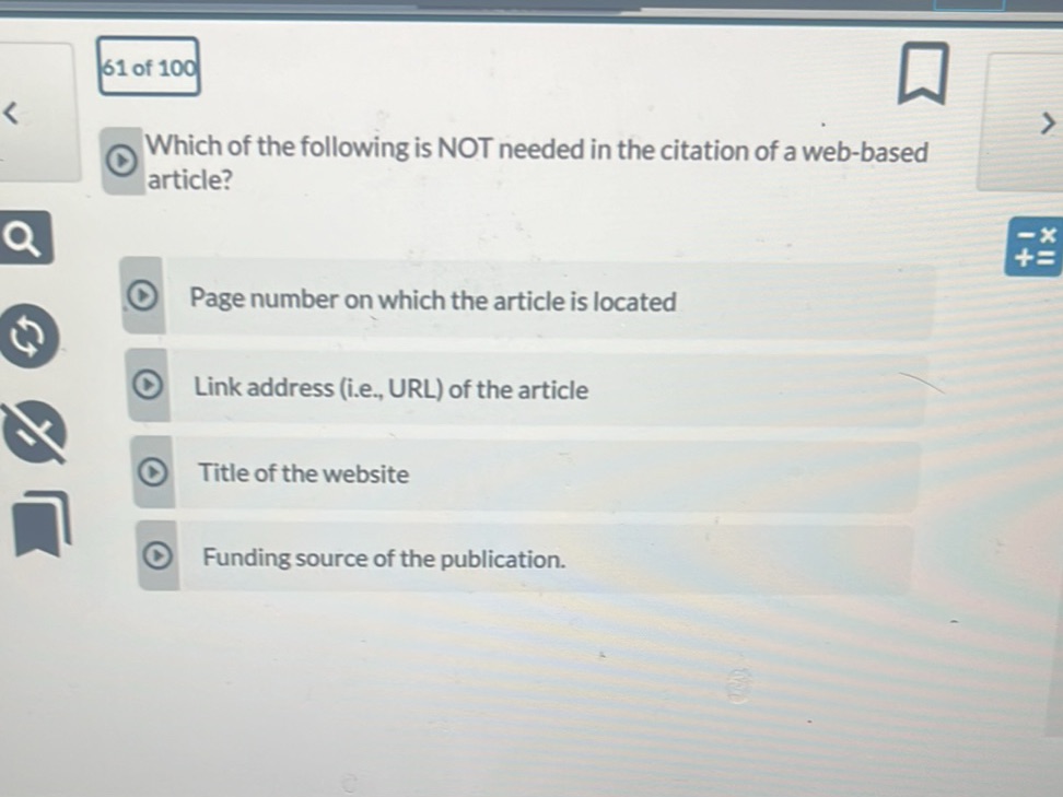Which of the following is NOT needed in the | StudyX