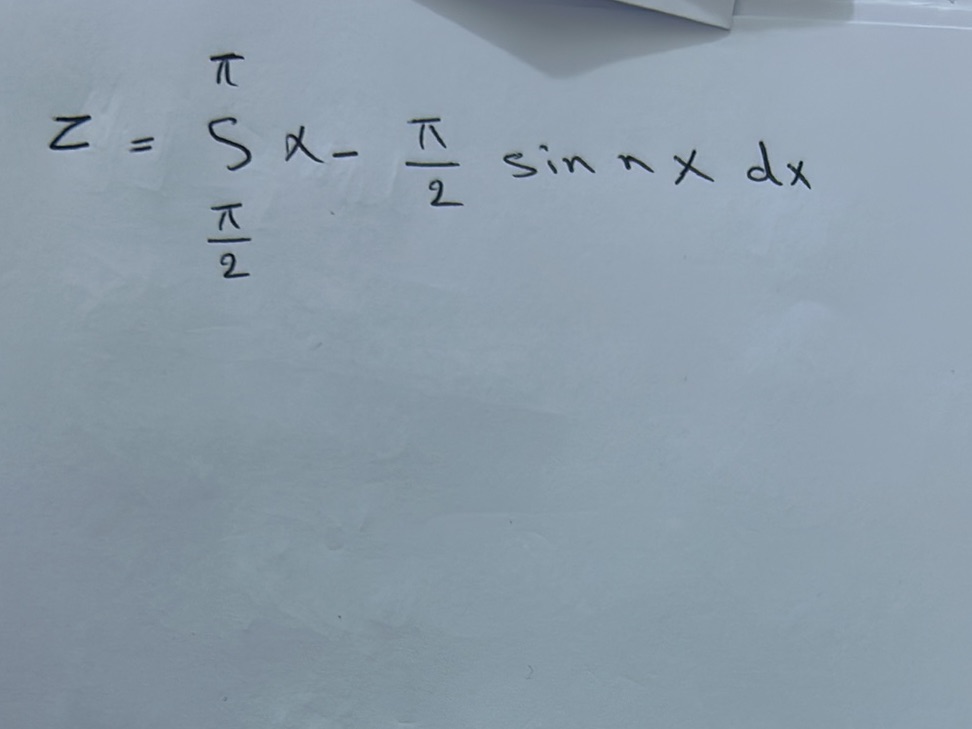 Z = _{ { }{2}}^{ } x - { }{2} nx \ dx | StudyX