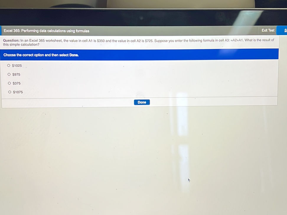 In an Excel 365 worksheet, the value in cell | StudyX