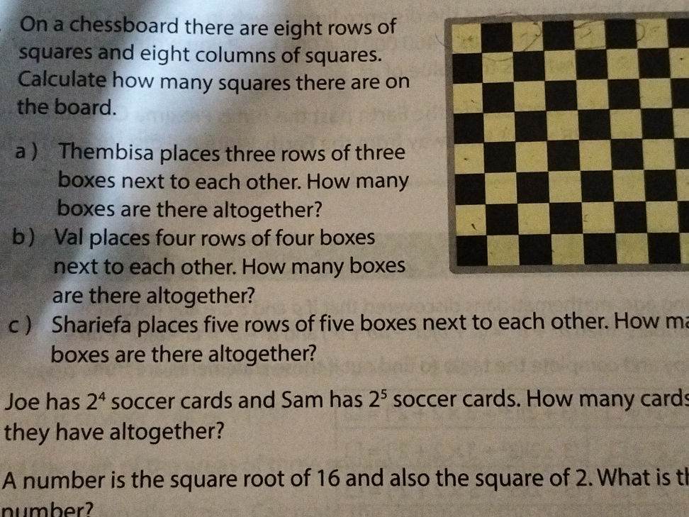 On a chessboard there are eight rows of | StudyX