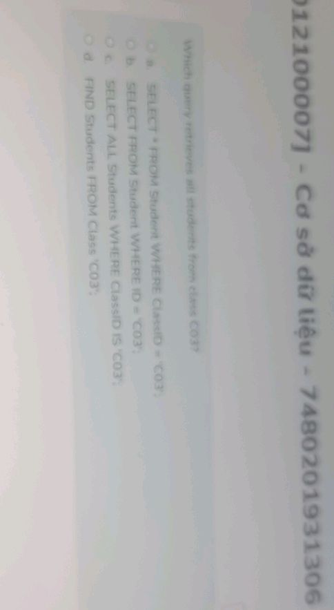 Which query retrieves all students from | StudyX