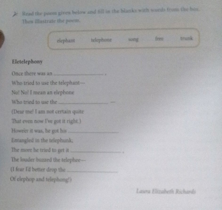 Read the poem given below and fill in the | StudyX