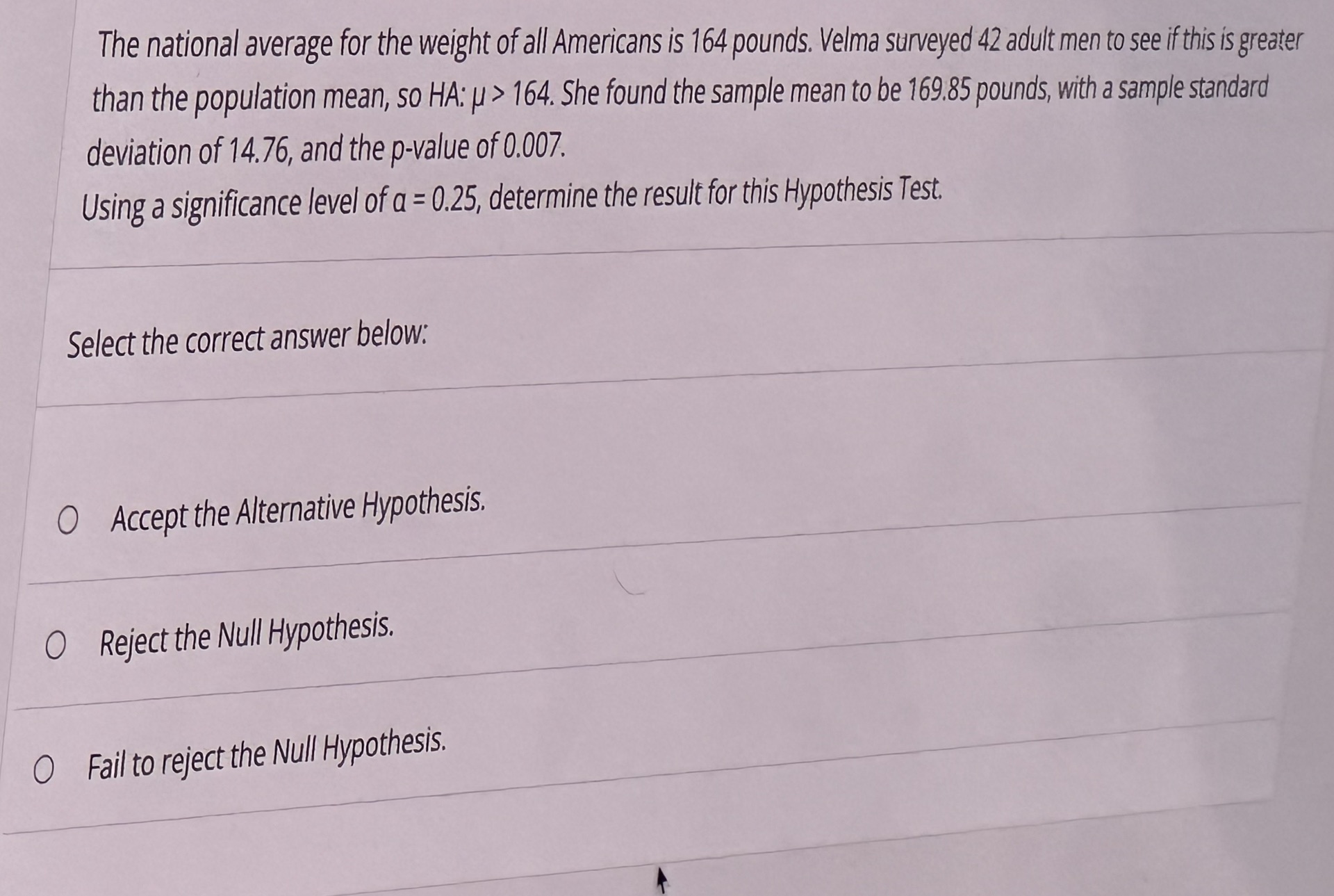 The national average for the weight of all | StudyX