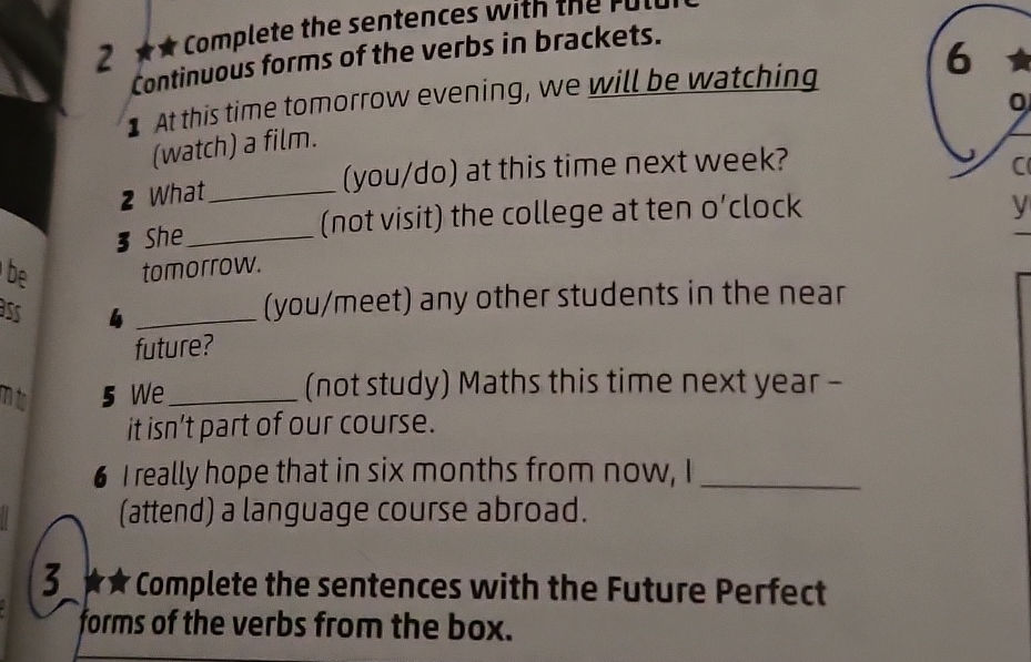 2 ★★ Complete the sentences with Continuous | StudyX