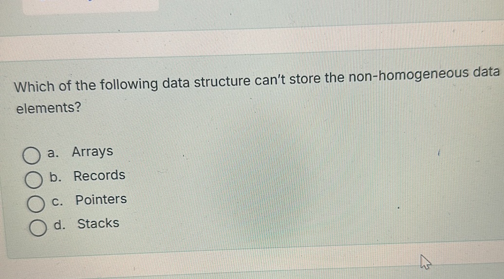 Which of the following data structure can't | StudyX