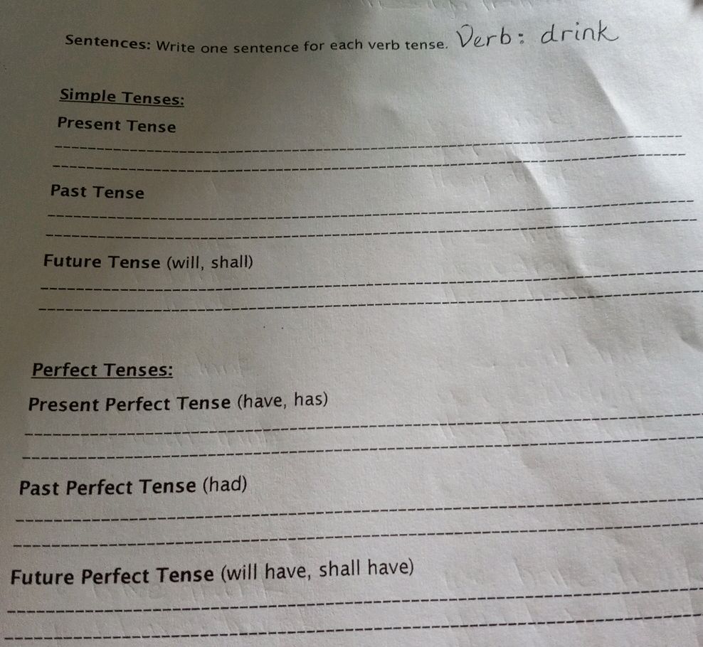 Sentences: Write one sentence for each verb | StudyX