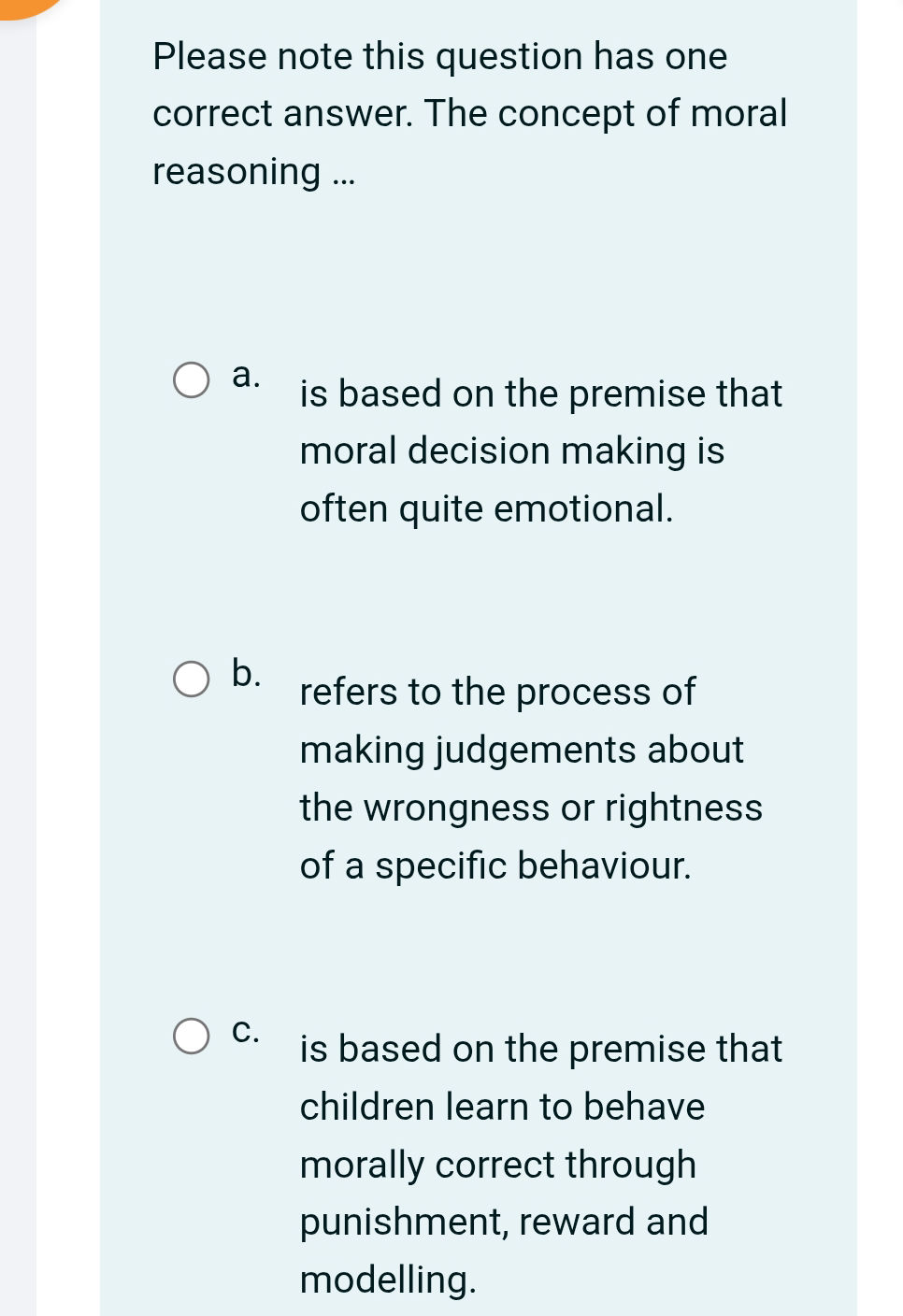 Please note this question has one correct | StudyX
