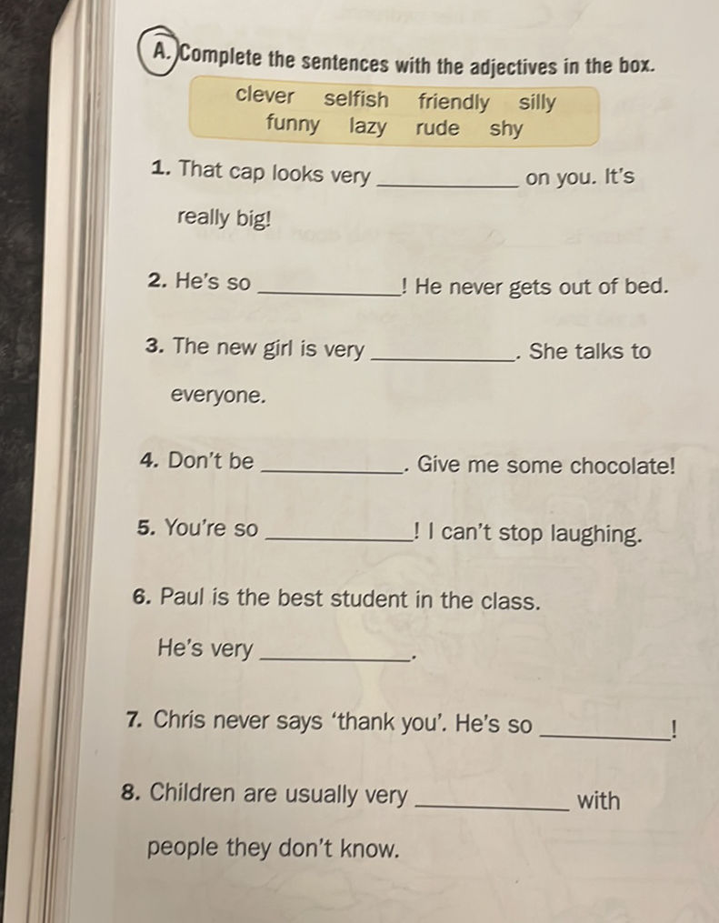 Complete the sentences with the adjectives | StudyX