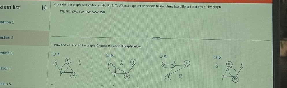 Consider the graph with vertex set {K, R, S, | StudyX