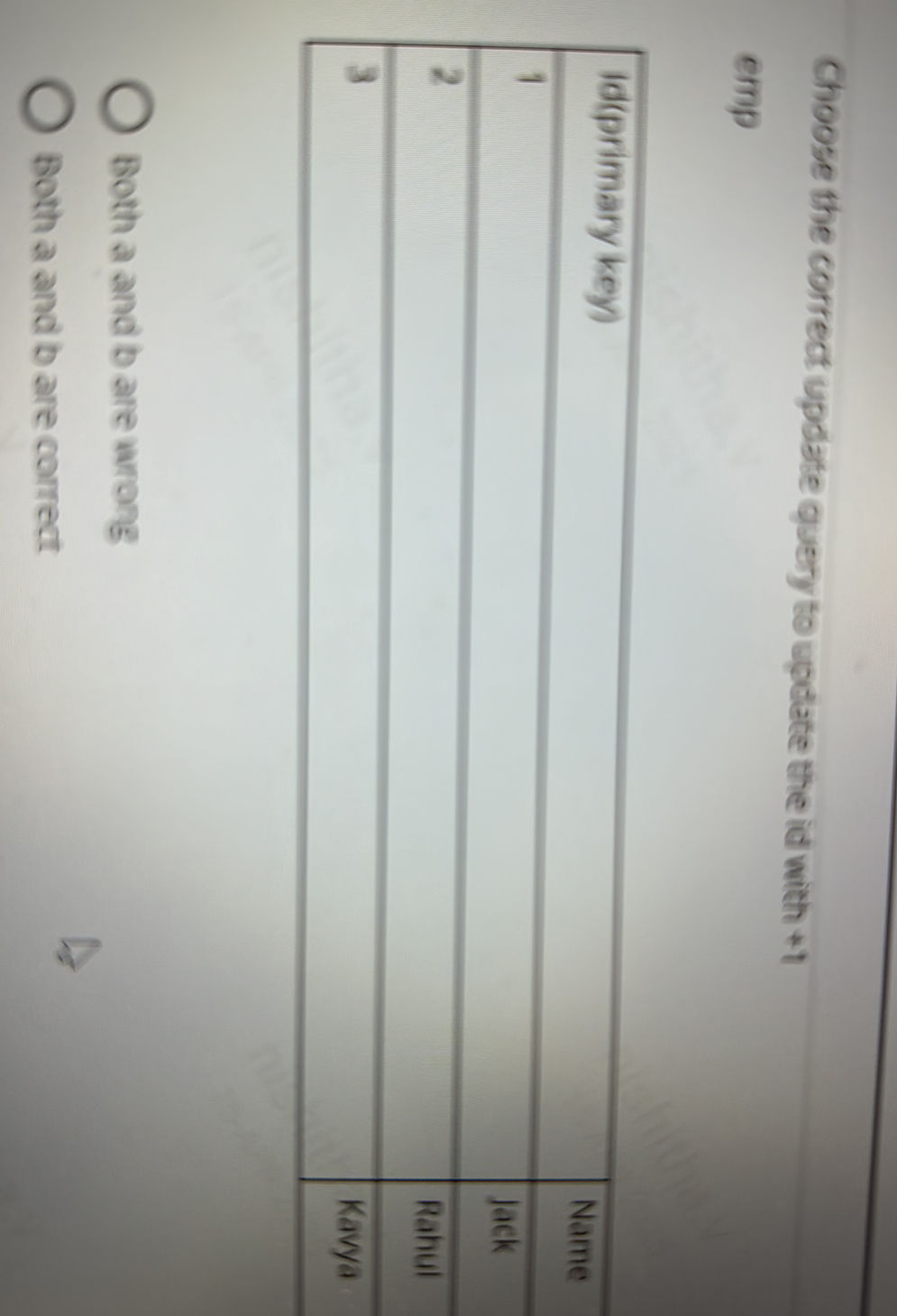 Choose the correct update query to update | StudyX