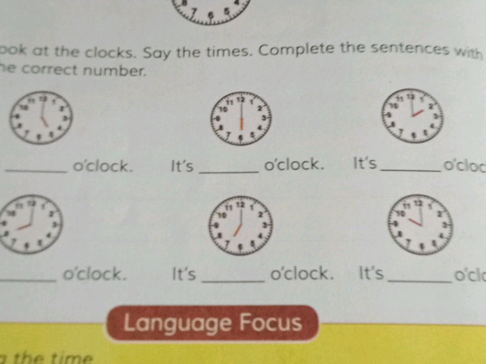 Look at the clocks. Say the times. Complete | StudyX