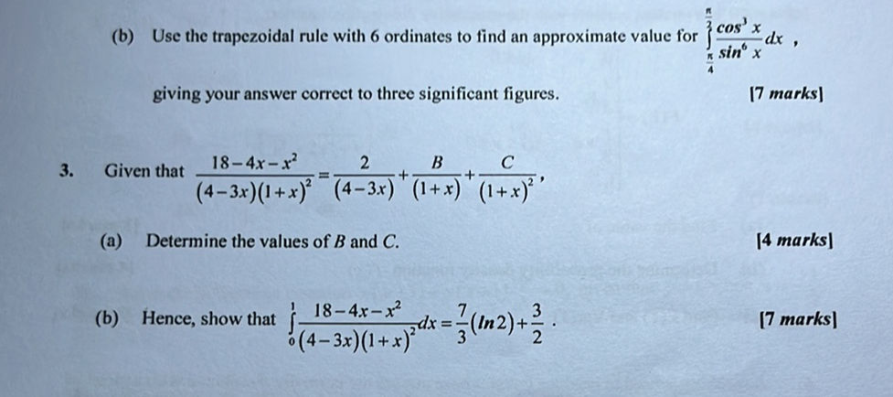 (b) Use the trapezoidal rule with 6 | StudyX