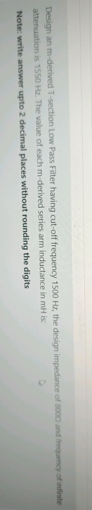 Design an m-derived T-section Low Pass | StudyX