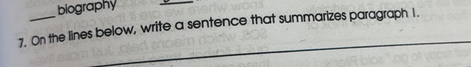 7. On the lines below, write a sentence that | StudyX