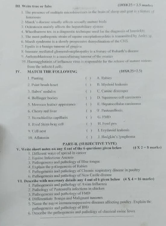 III. Write true or false 1. The presence of | StudyX