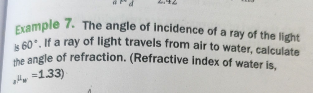 Example 7. The angle of incidence of a ray | StudyX