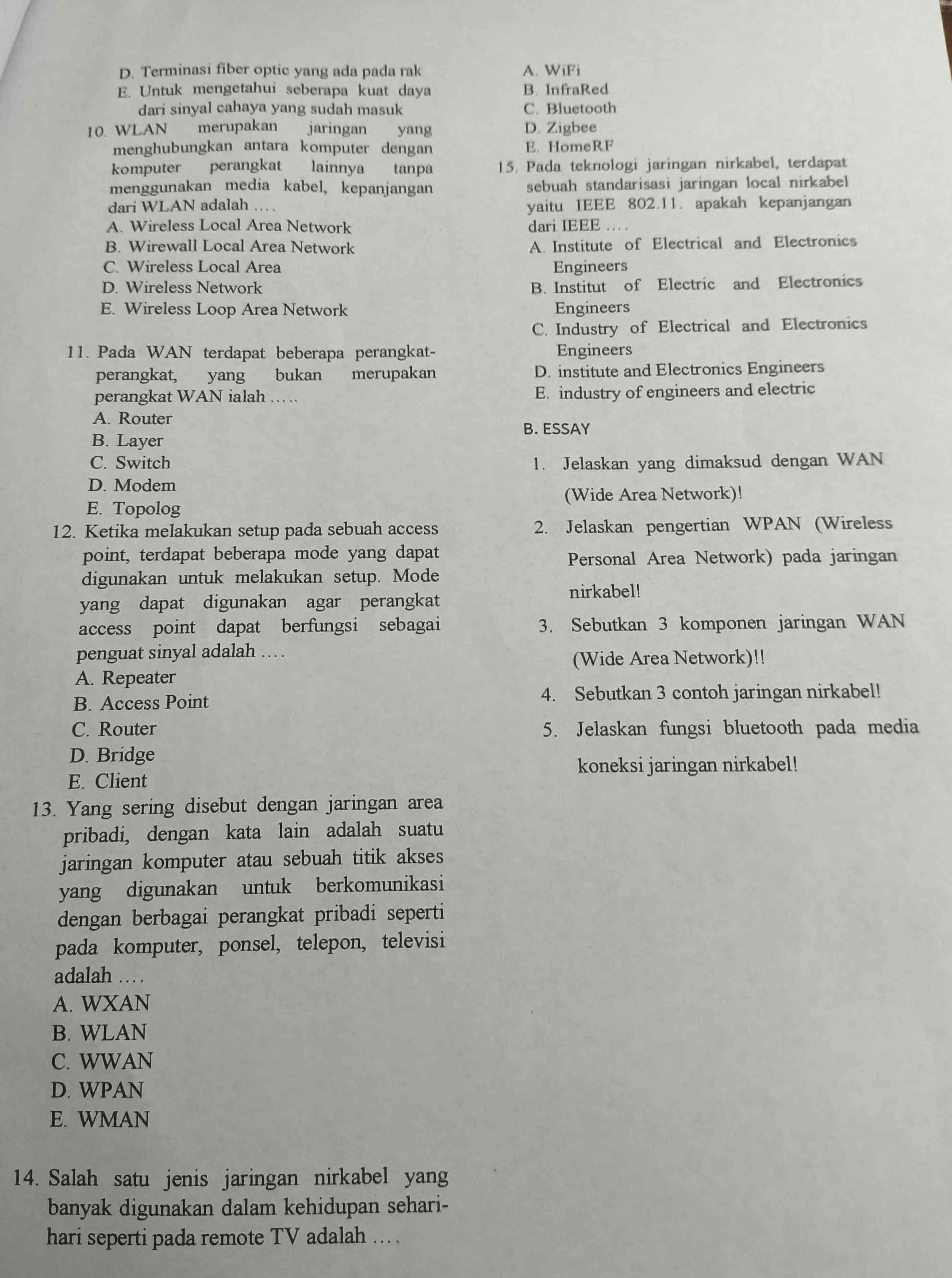10. WLAN merupakan jaringan yang | StudyX
