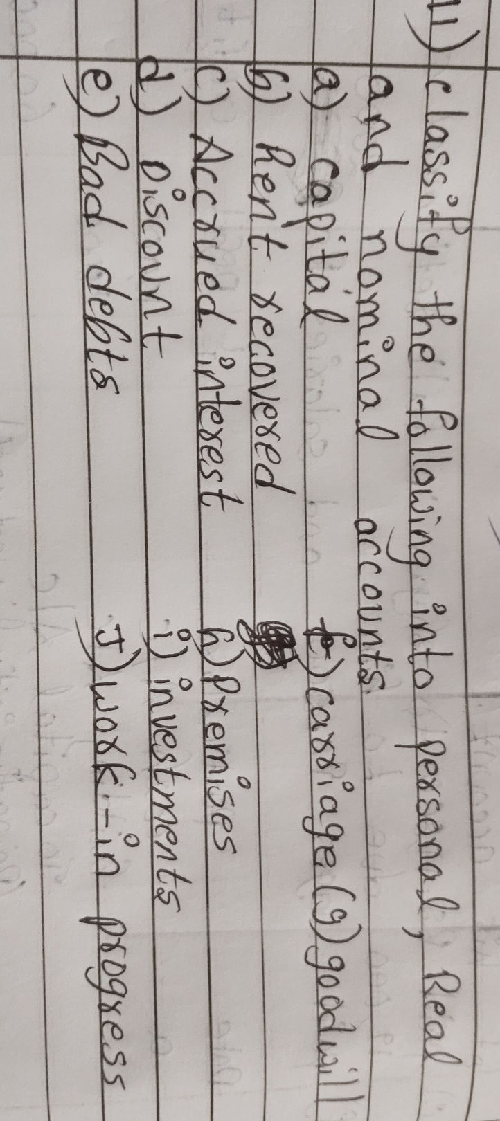 11) Classify the following into personal, | StudyX