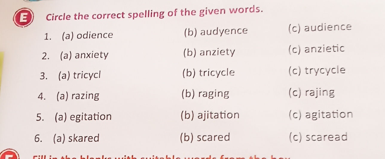 Circle the correct spelling of the given | StudyX
