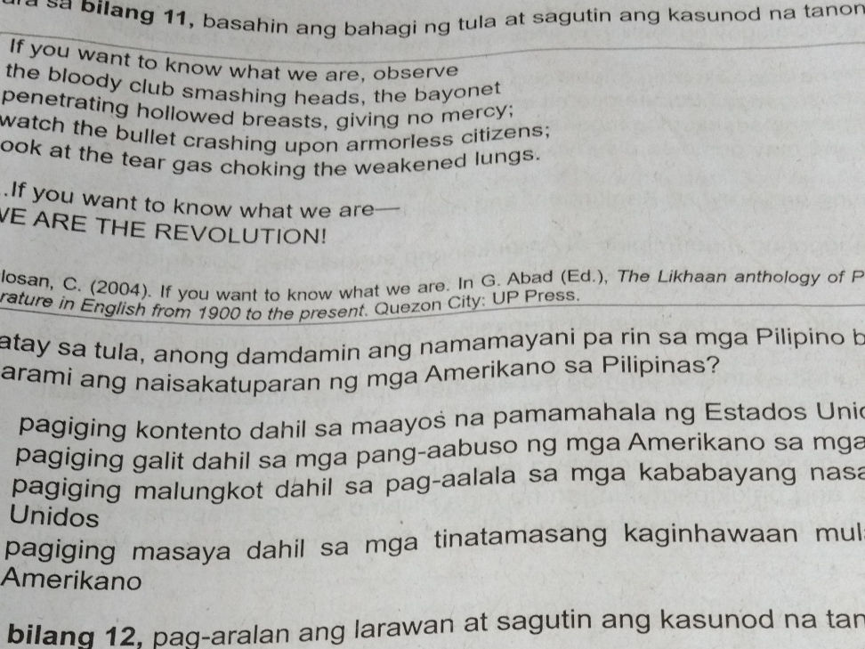 Sa bilang 11, basahin ang bahagi ng tula at | StudyX