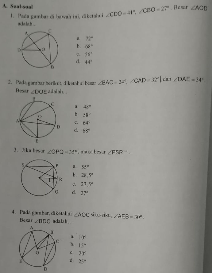 1. Pada gambar di bawah ini, diketahui ∠CDO | StudyX