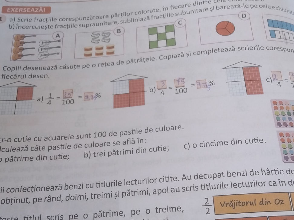 1. a) Scrie fracțiile corespunzătoare | StudyX