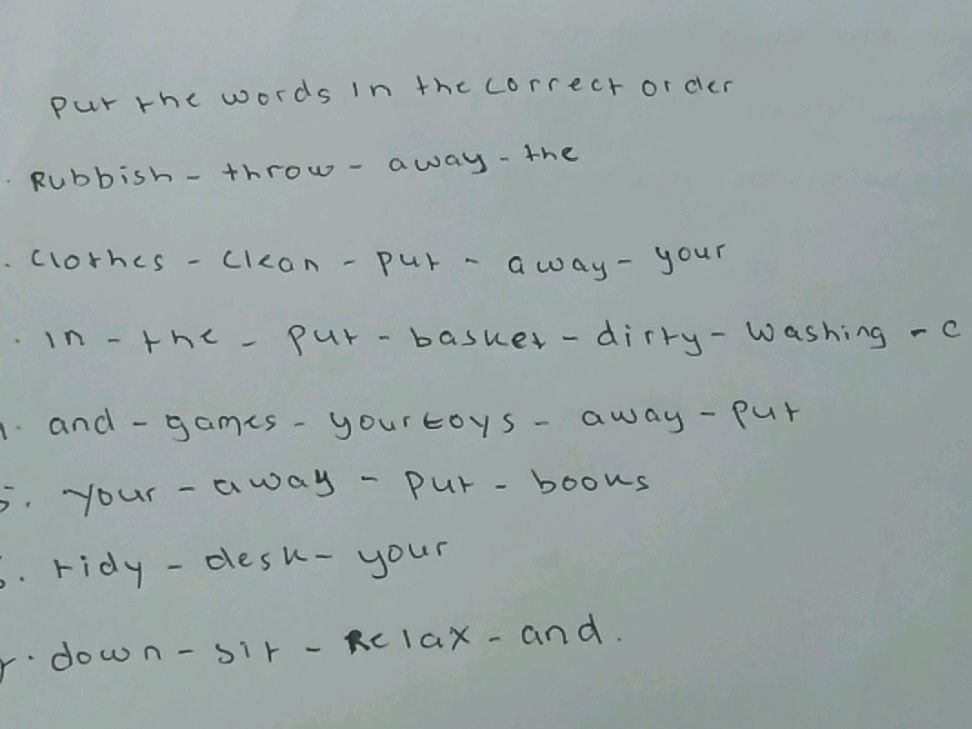Put the words in the correct order 1. | StudyX