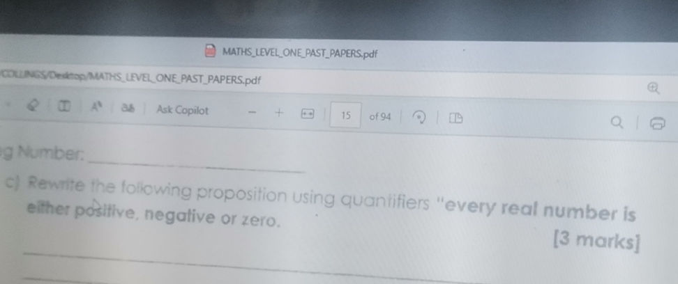 c) Rewrite the following proposition using | StudyX