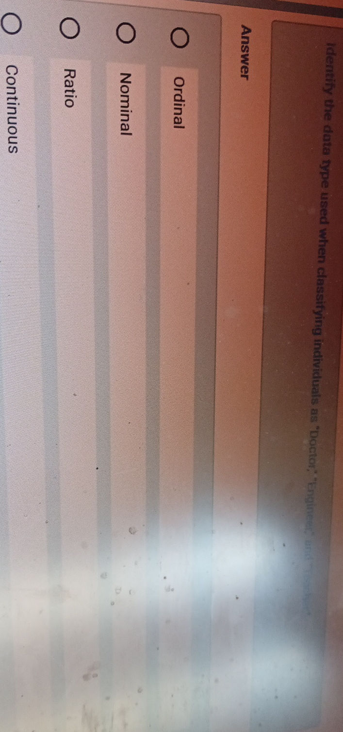 Identify the data type used when classifying | StudyX