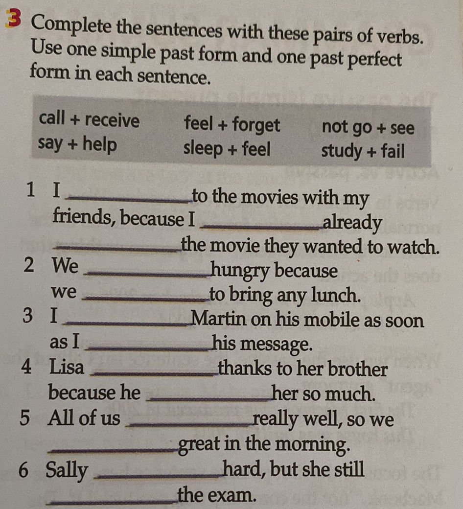 3 Complete the sentences with these pairs of | StudyX