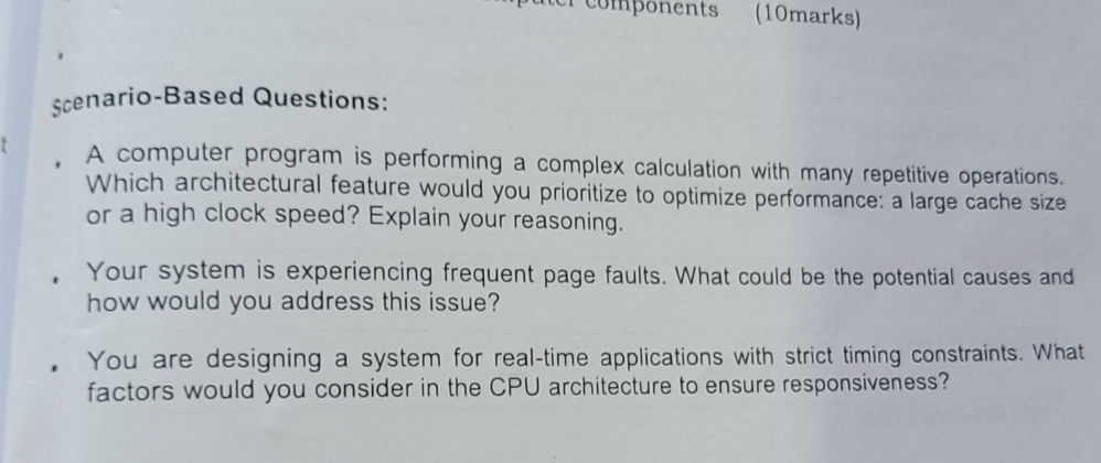 Scenario-Based Questions: * A computer | StudyX