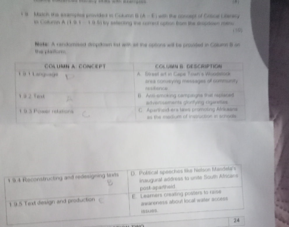 18 Match the examples provided in Column B | StudyX