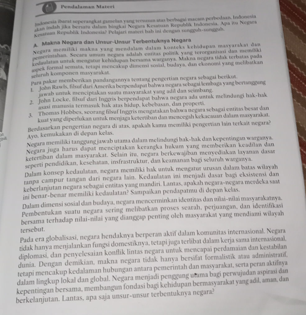 Berdasarkan pengertian negara di atas, | StudyX