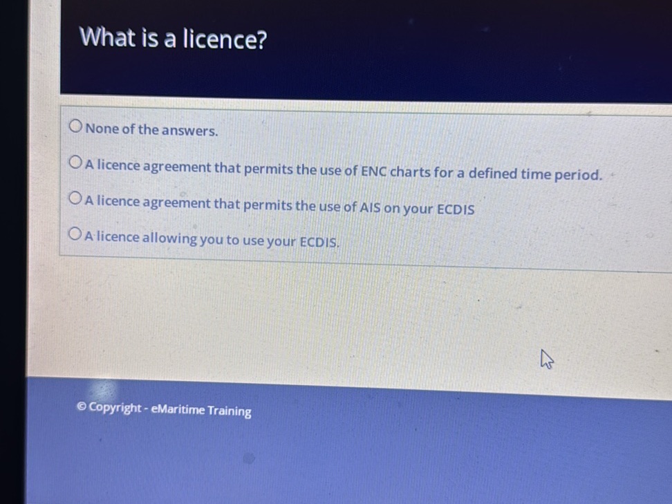 What is a licence? None of the answers. A