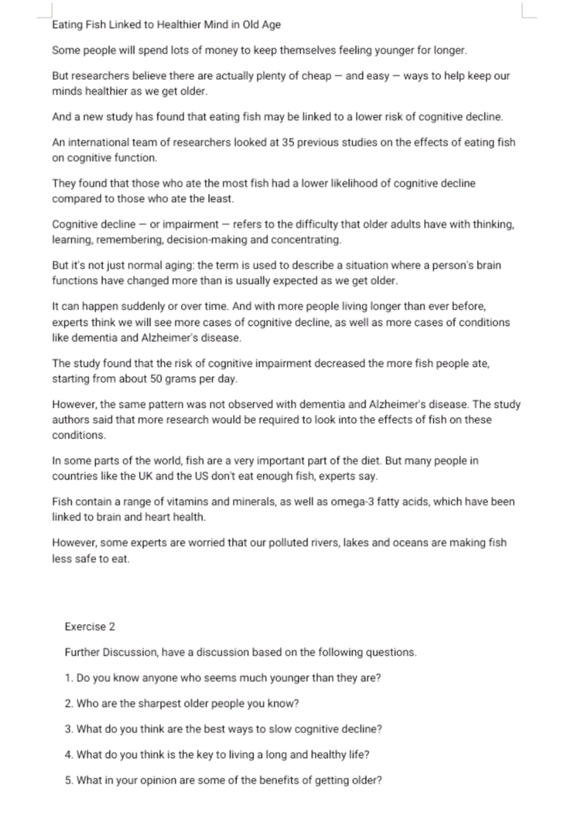 Exercise 2 Further Discussion, have a | StudyX