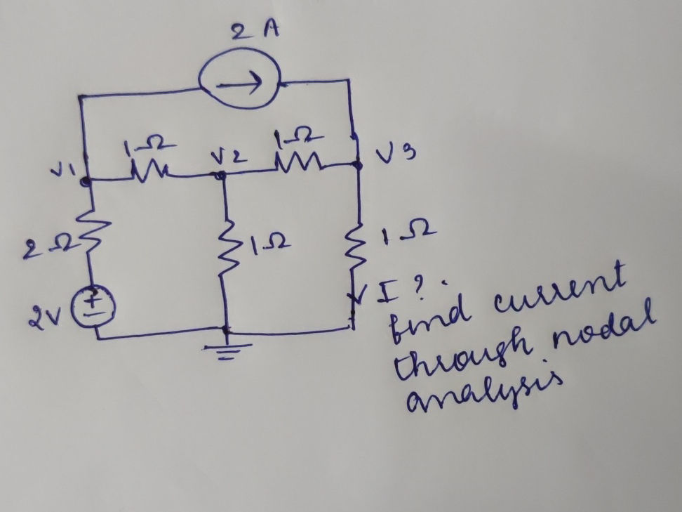 Find current through nodal analysis | StudyX