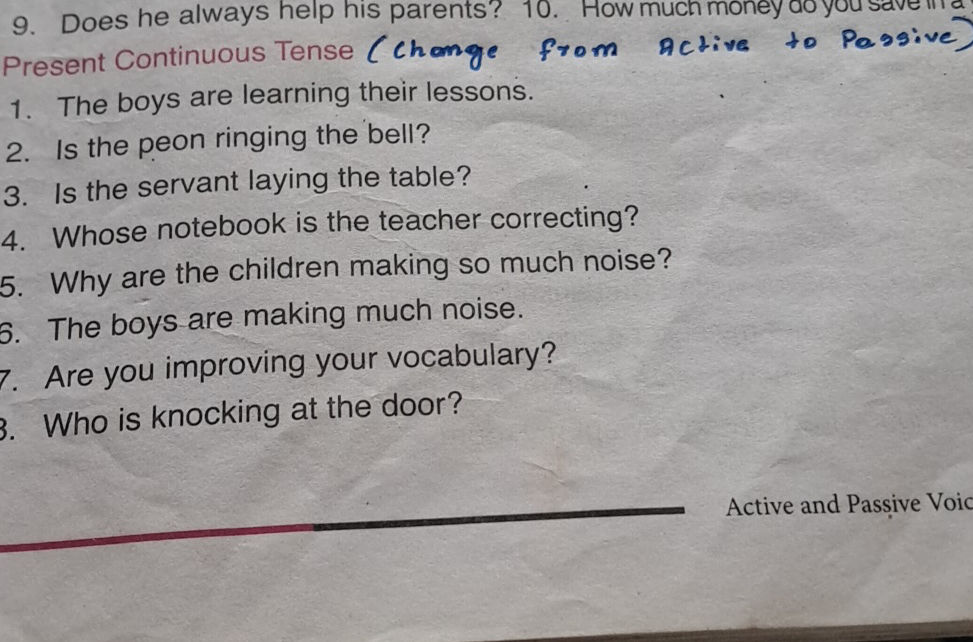Present Continuous Tense (Change from Active | StudyX