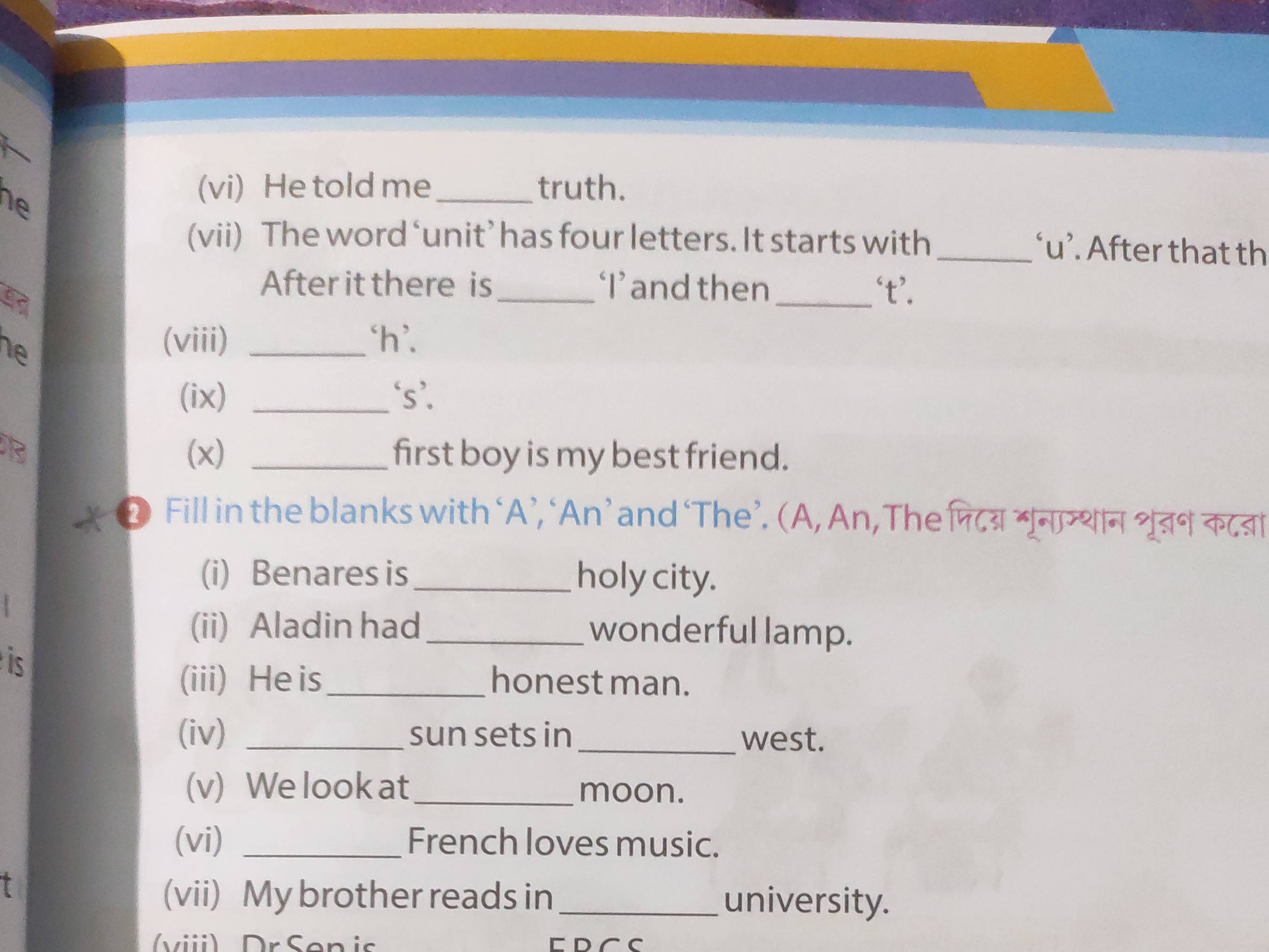 (vi) He told me ____ truth. (vii) The word | StudyX