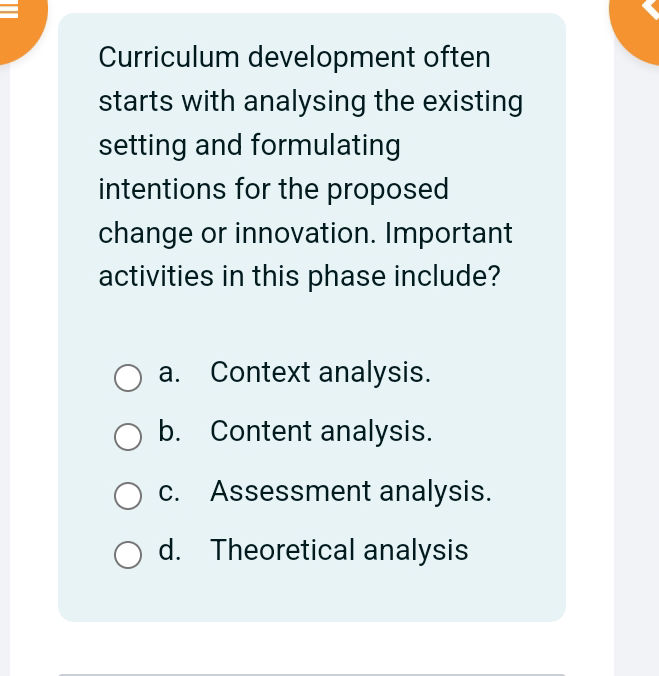 Curriculum development often starts with