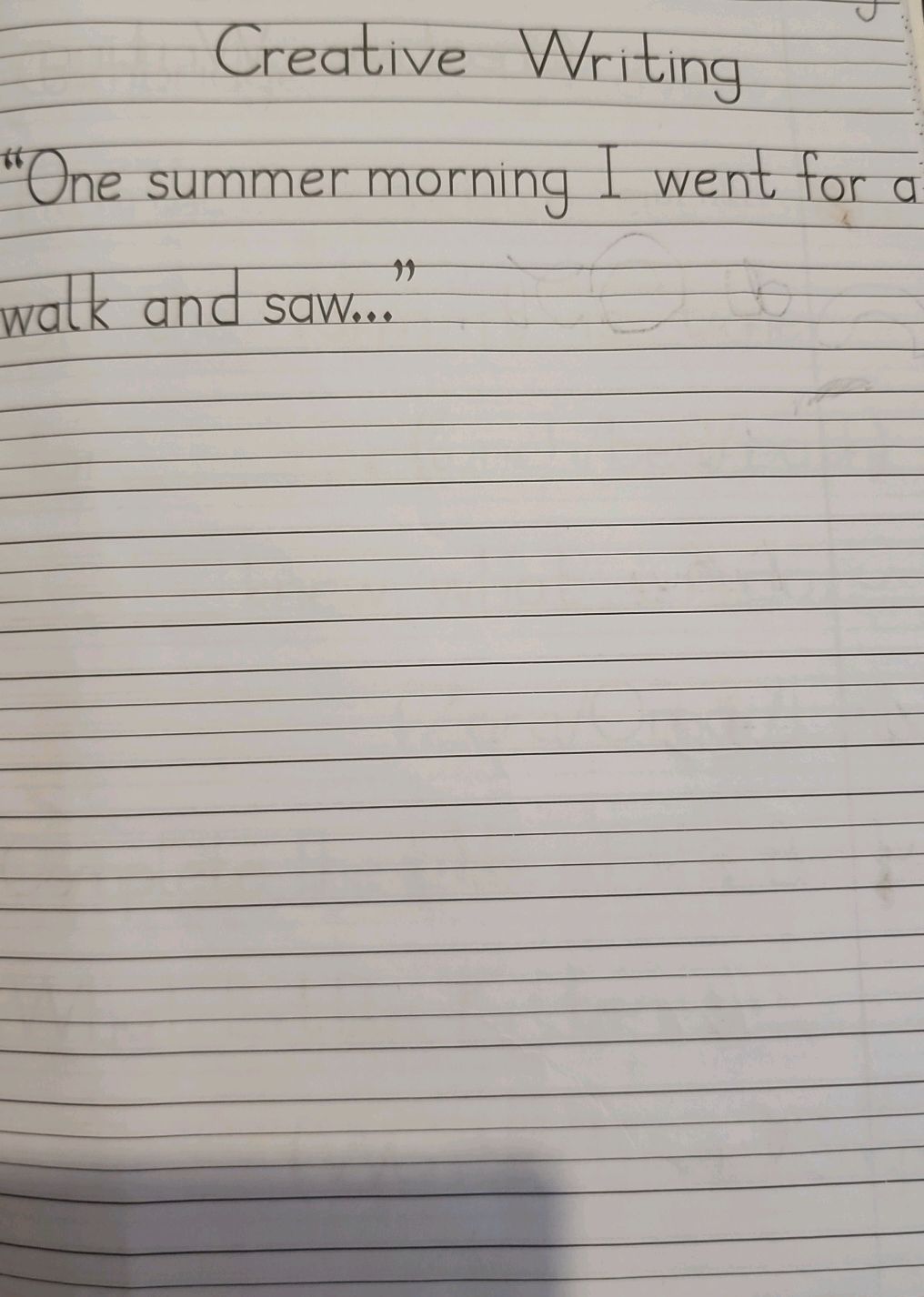 Creative Writing "One summer morning I went | StudyX