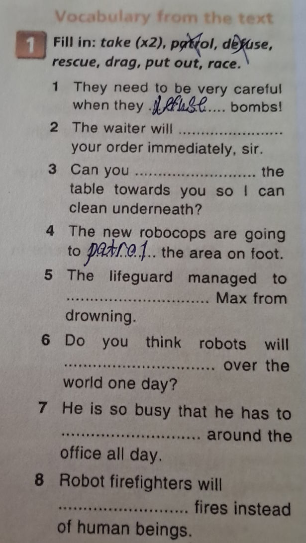 Vocabulary from the text Fill in: take (x2), | StudyX