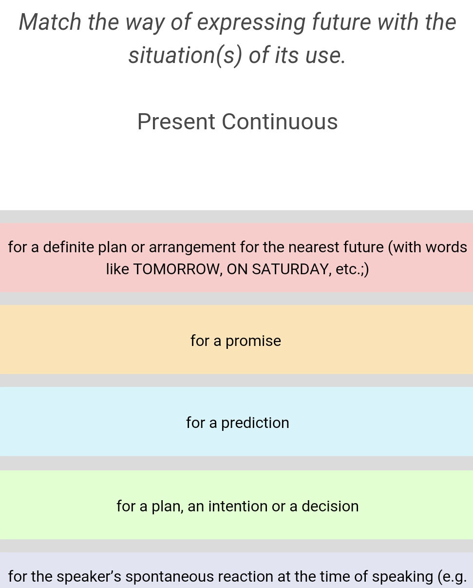 Match the way of expressing future with the | StudyX