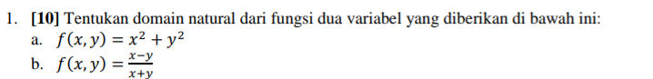 1. [10] Tentukan domain natural dari fungsi | StudyX