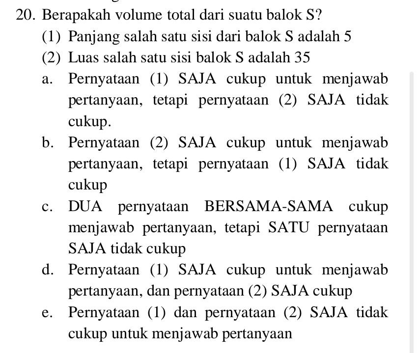 20. Berapakah volume total dari suatu balok | StudyX