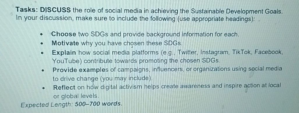 Tasks: DISCUSS the role of social media in | StudyX