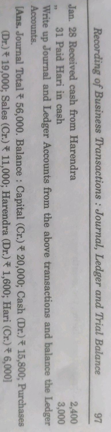 Write up Journal and Ledger Accounts from | StudyX