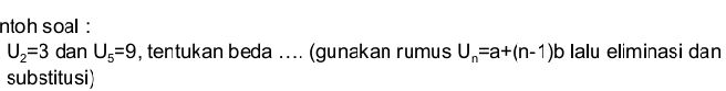 Contoh soal: $U_2 = 3$ dan $U_5 = 9$, | StudyX