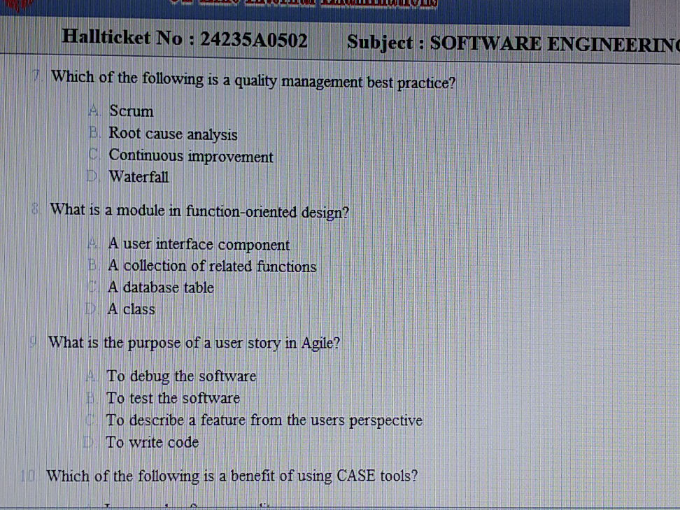 7. Which of the following is a quality | StudyX