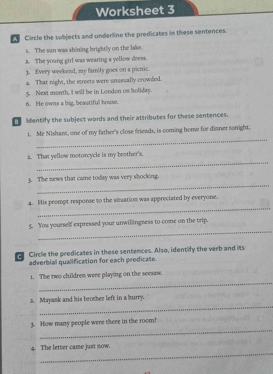A Circle the subjects and underline the | StudyX
